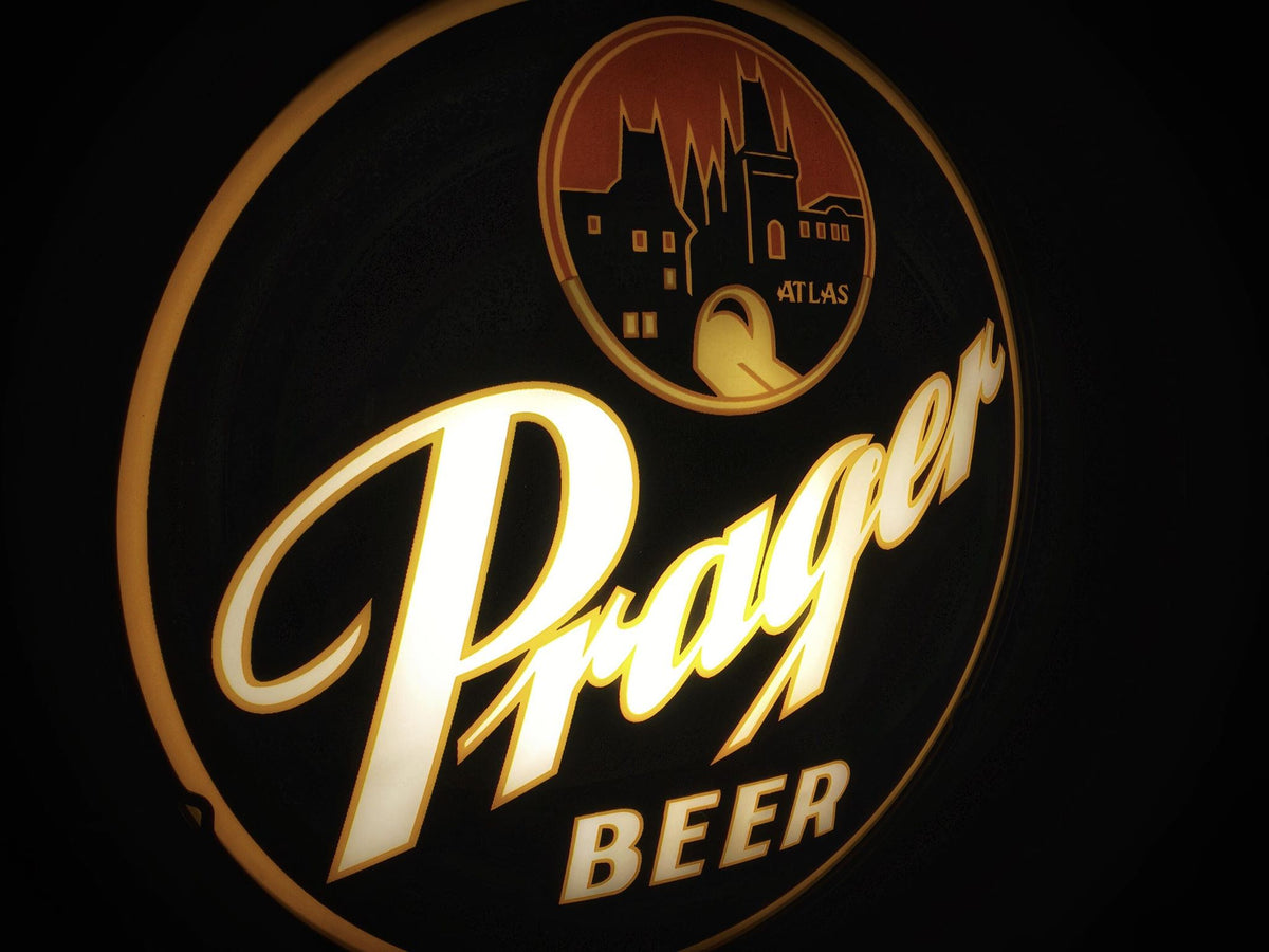 ATLAS PRAGER BEER REVERSE GLASS LIGHT UP SIGN – The Small Batch Sign ...